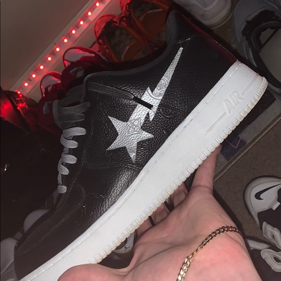 Shoes | Custom Bape Air Force 1 With Louis Vuitton Leather | Poshmark